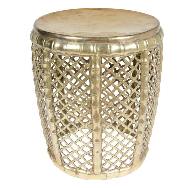 Faux Bamboo and Wicker Brass Tabouret at 1stDibs
