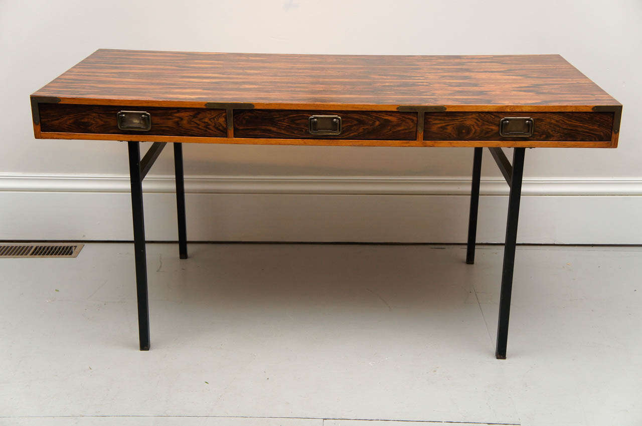 70's Rosewood Campaign Writing Desk at 1stDibs | 70s desk, 70's desk