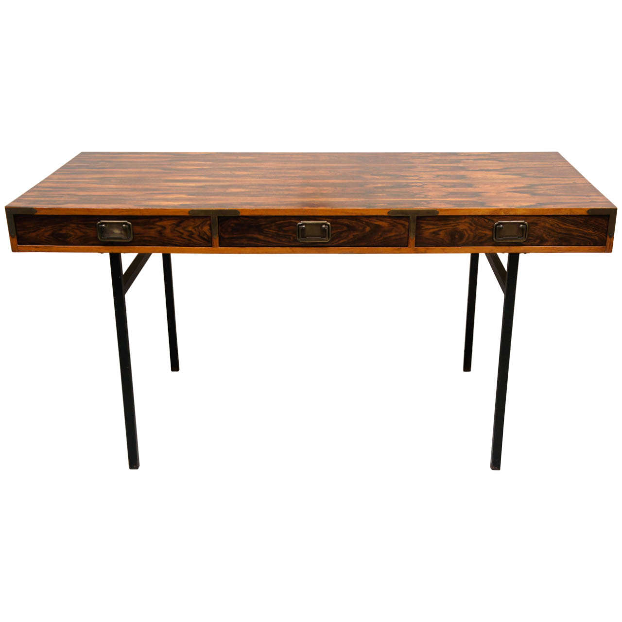 70's Rosewood Campaign Writing Desk at 1stDibs | 70s desk, 70's desk