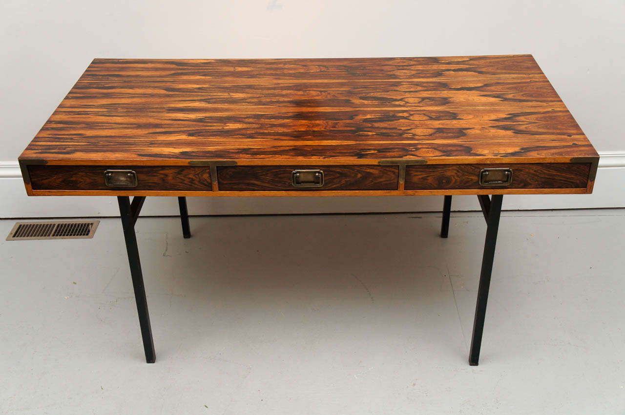 70's Rosewood Campaign Writing Desk at 1stDibs | 70s desk, 70's desk