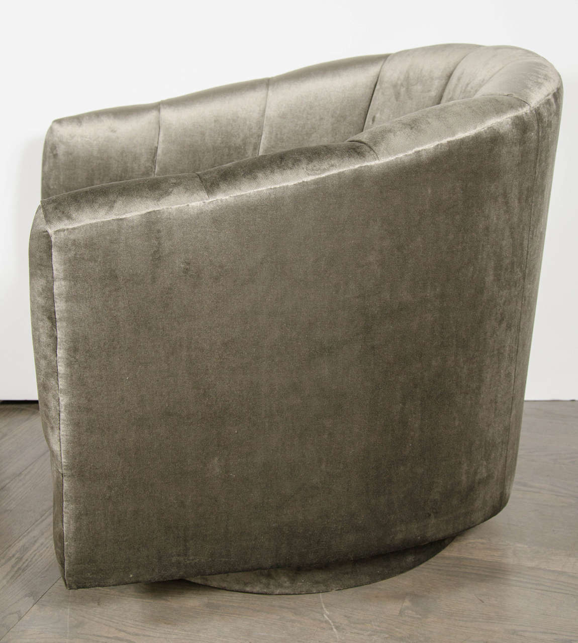 Pair of Mid-Century Modernist Channel Back Swivel Chairs by Milo ...