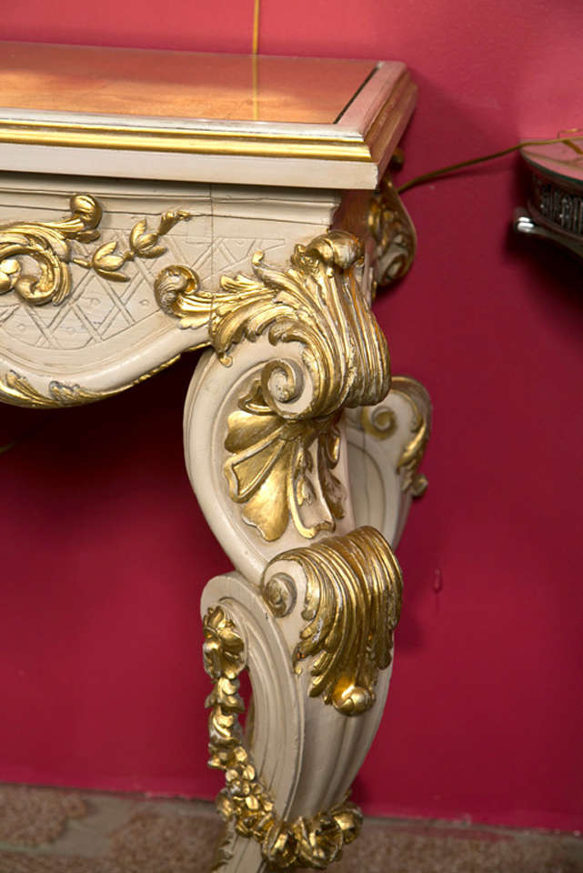 French Rococo Style Console Table Intricately Carved With Gilt Glass ...