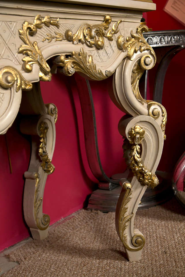 French Rococo Style Console Table Intricately Carved With Gilt Glass ...