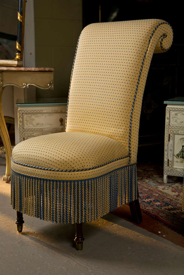 Pair of Anitique Sleigh Back Side Chairs at 1stDibs