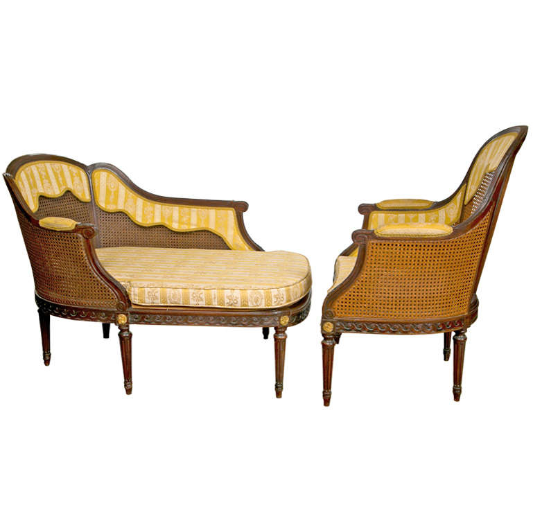 French Louis XIV Style Two-Piece Chaise at 1stDibs