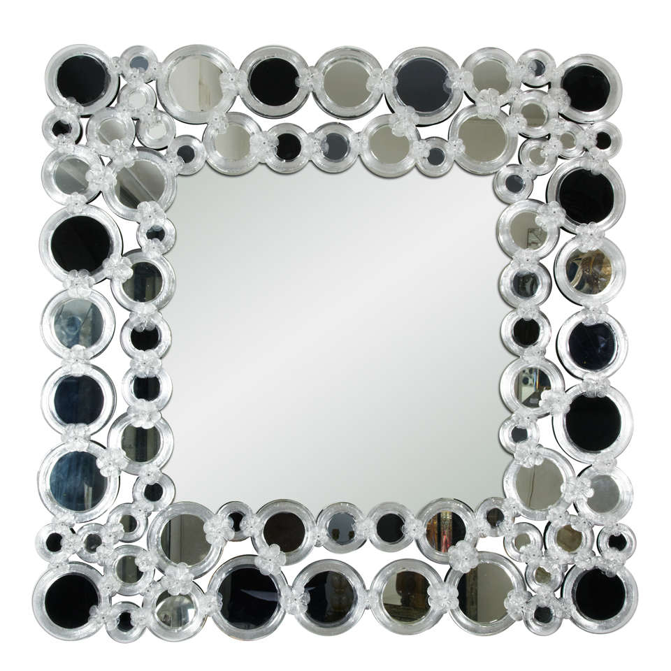 Square mirror in Murano glass. at 1stDibs