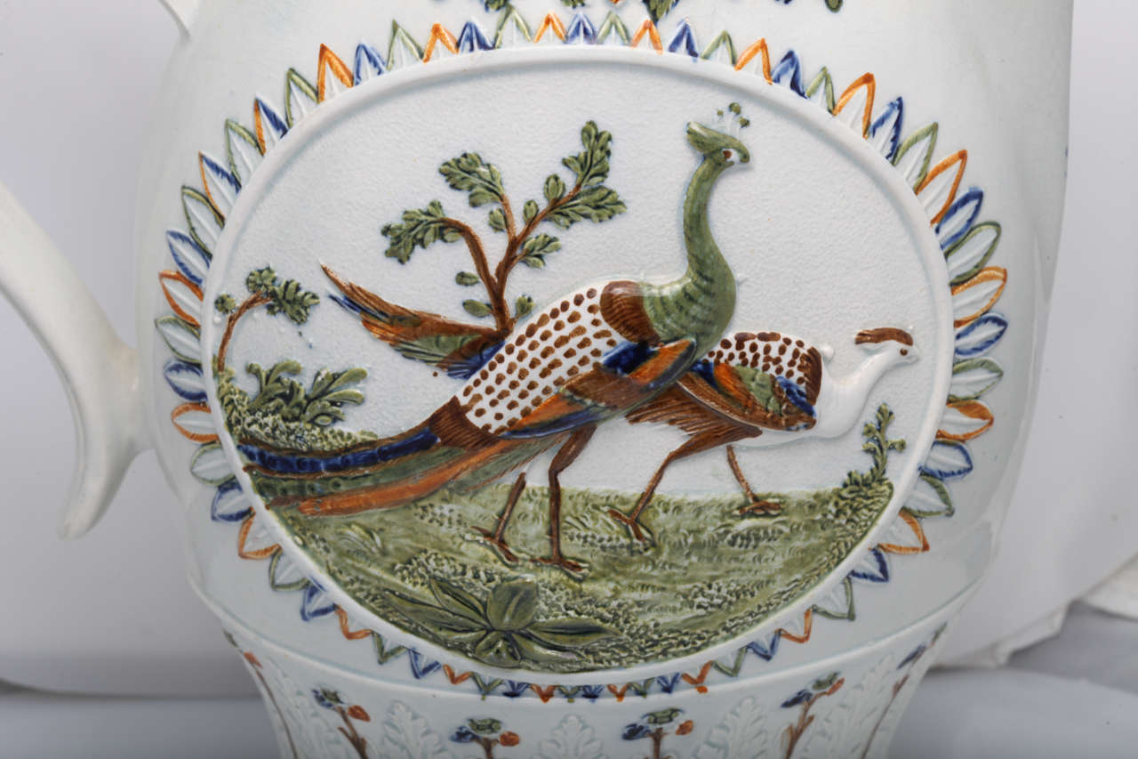 A Beautiful Prattware Peacock Pitcher For Sale at 1stDibs