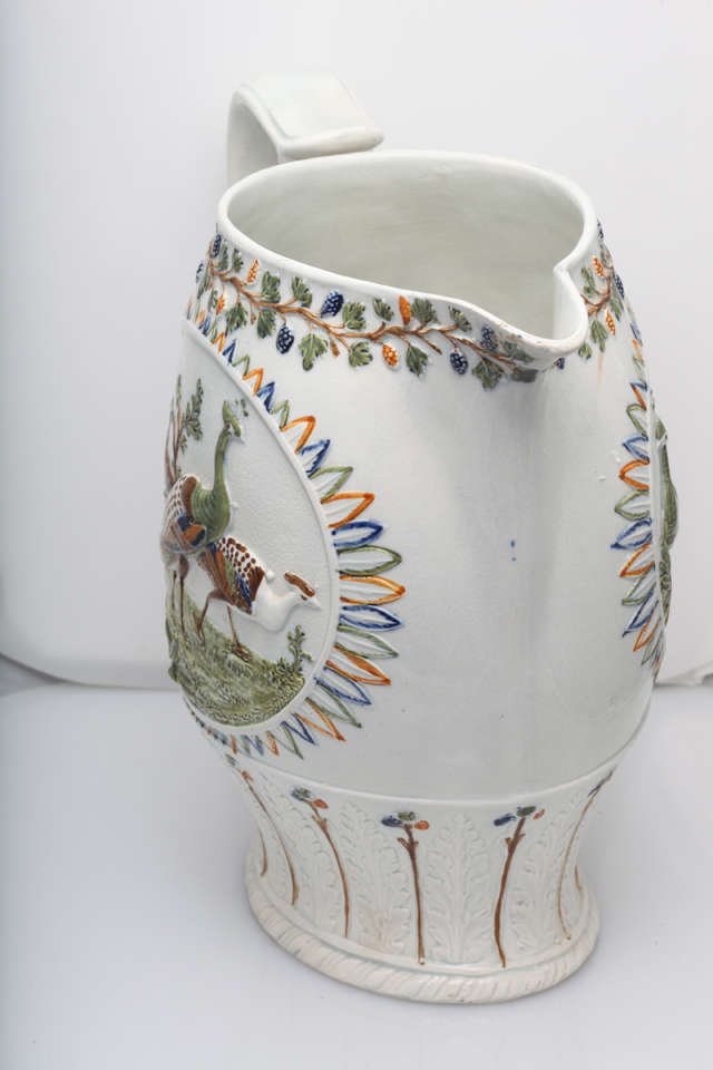 A Beautiful Prattware Peacock Pitcher For Sale at 1stDibs