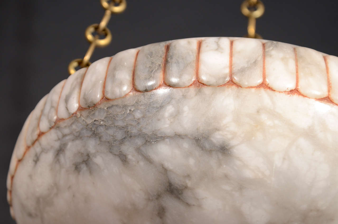 Carved Alabaster Pendant with Cuff Design Motif For Sale at 1stDibs