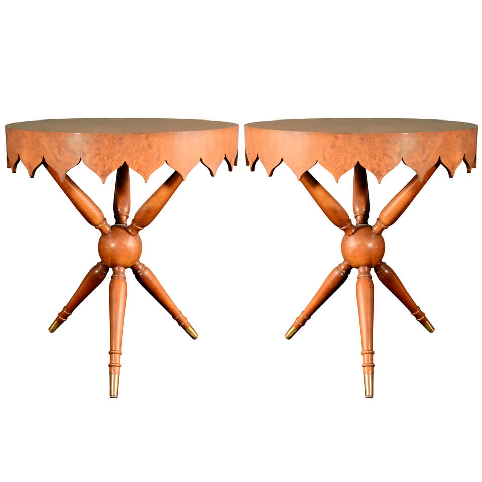 Bird's Eye Maple End Tables With Morrish Design Apron at 1stDibs