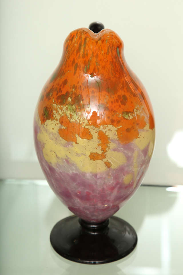 Art Deco Glass Ewer by Schneider For Sale at 1stDibs