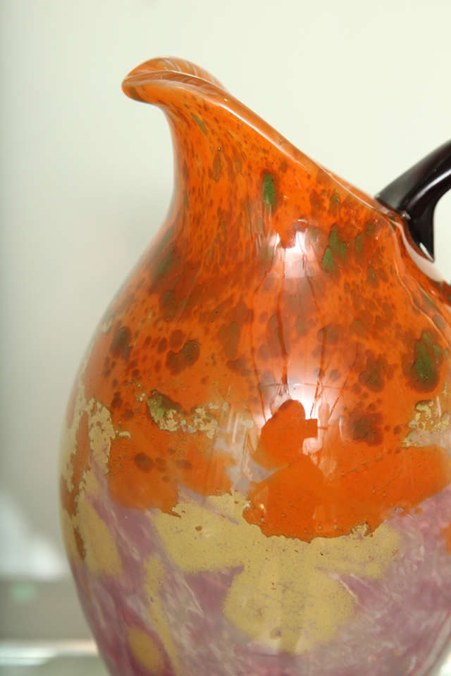 Art Deco Glass Ewer by Schneider For Sale at 1stDibs