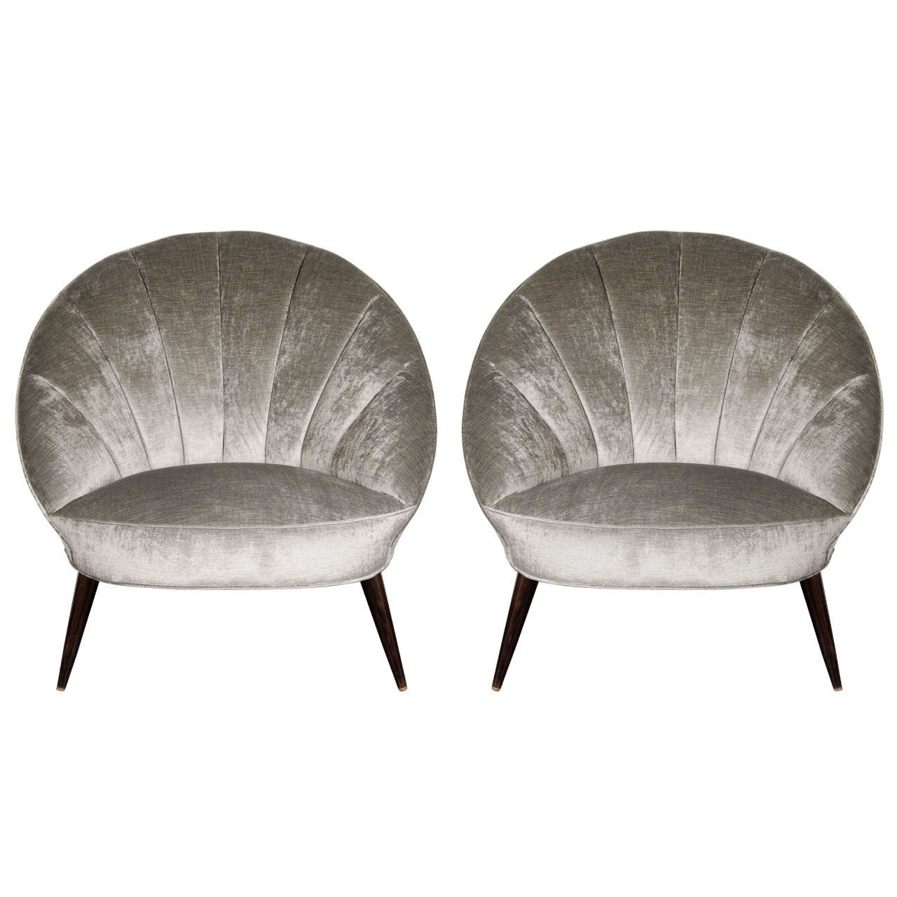 Luxe Pair of Modernist Channel Back Occasional Chairs at 1stDibs