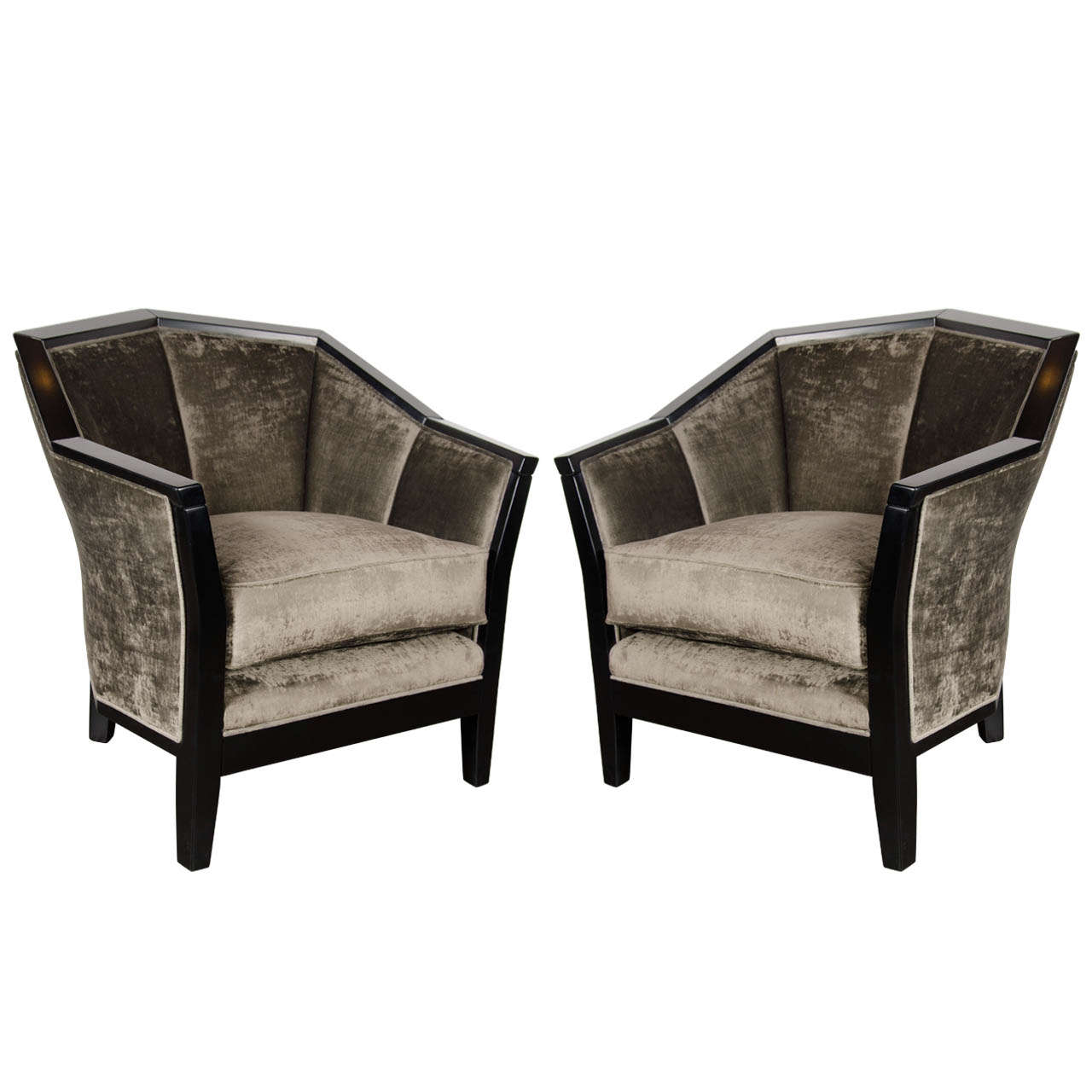 Exquisite Pair of Art Deco Cubist Club Chairs at 1stDibs