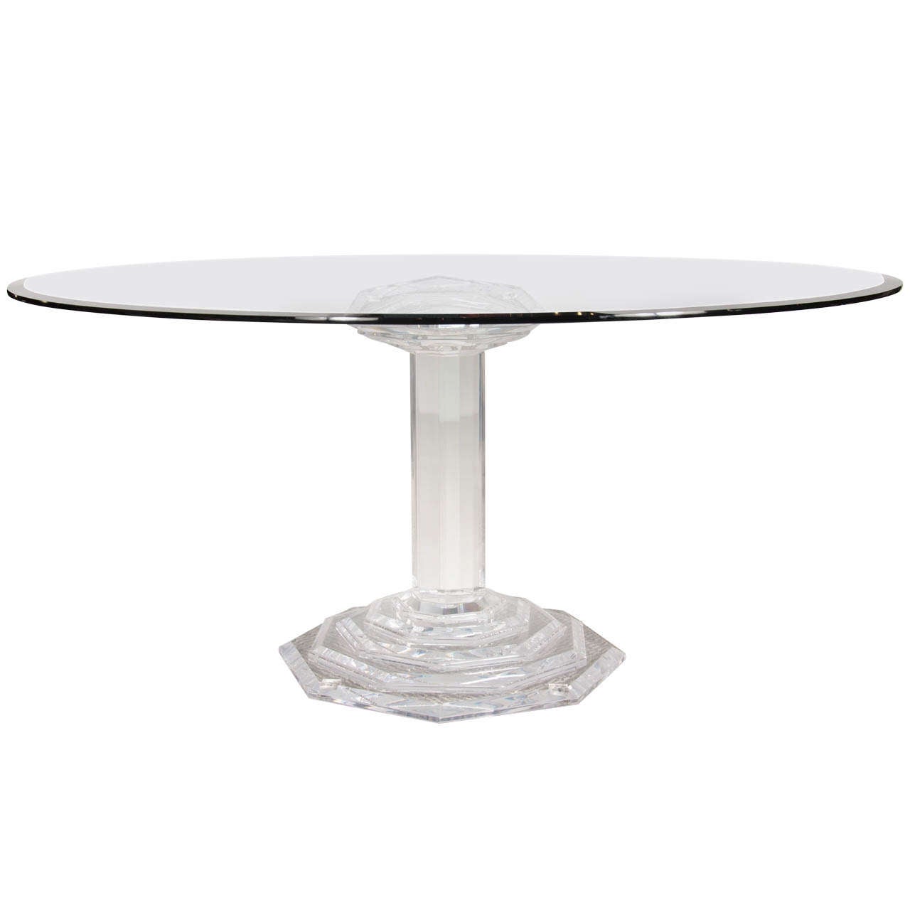 Mid CenturyModernist Lucite and Glass Round Dining Table at 1stDibs