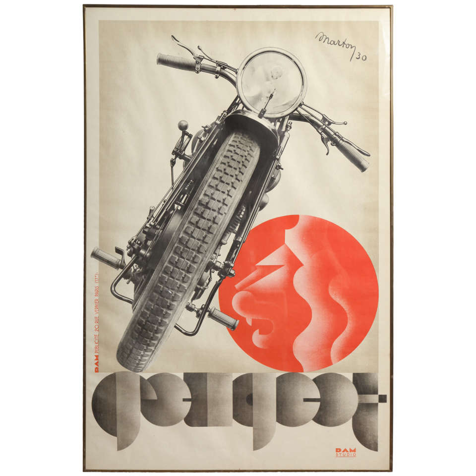 Vintage Peugot Poster by Marton at 1stDibs