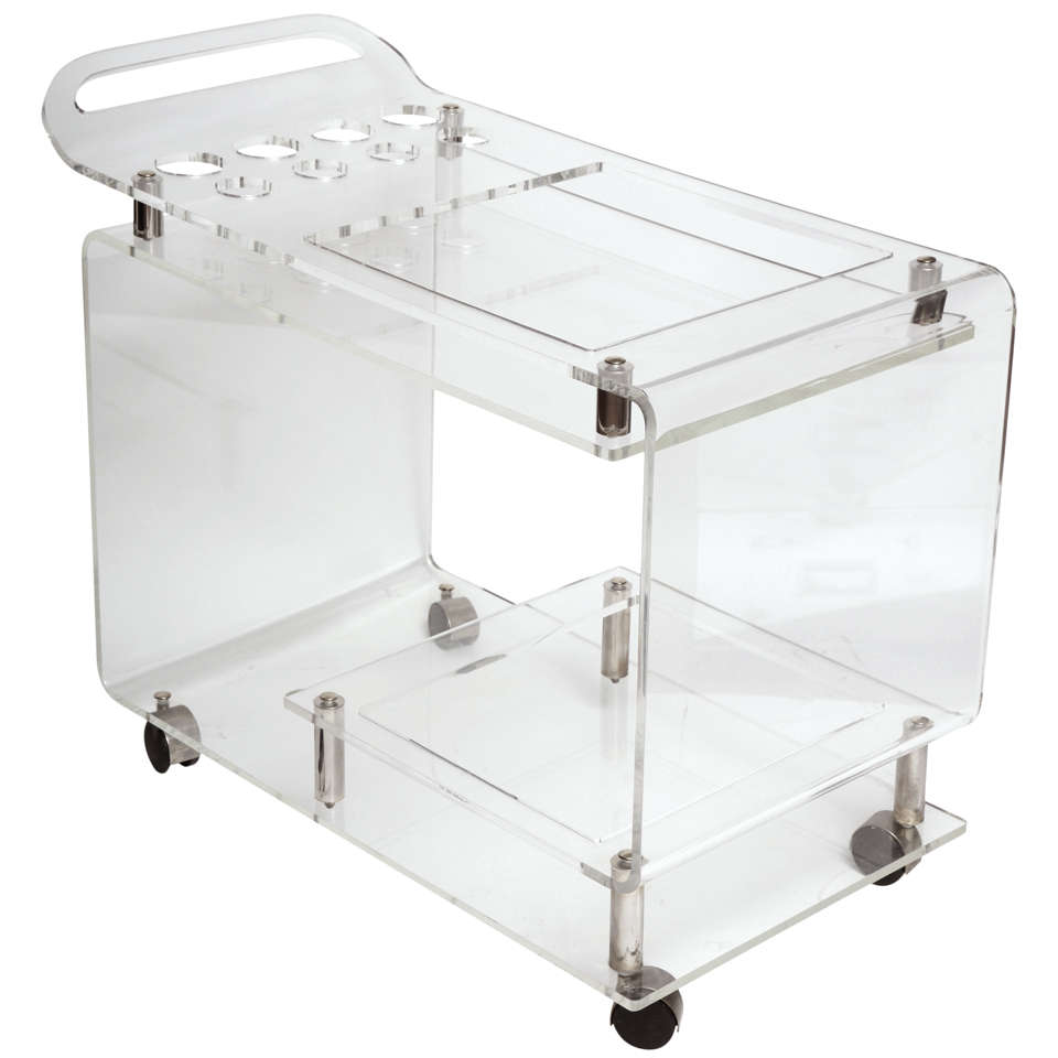 Mid Century Lucite Rolling Bar Cart at 1stDibs