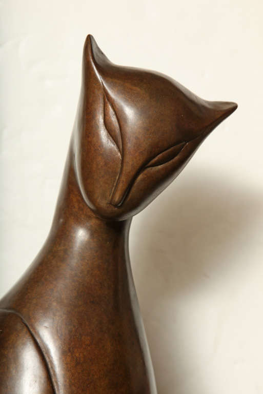 Large modern bronze sculpture of a cat. at 1stDibs