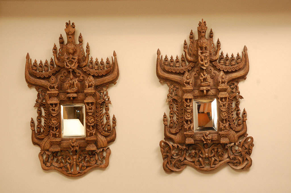 Pair Of Antique Thai Mirrors at 1stDibs