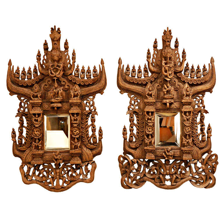 Pair Of Antique Thai Mirrors at 1stDibs