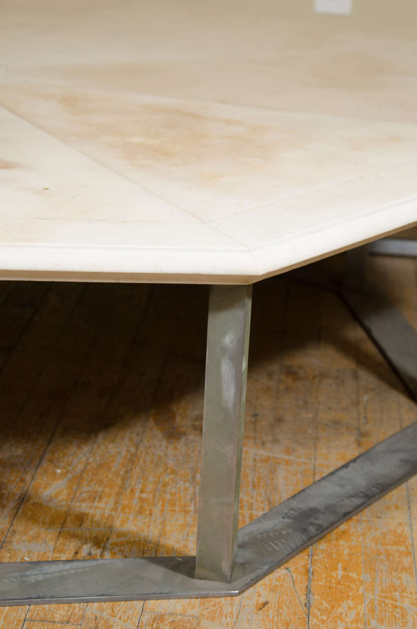 Midcentury Marble and Steel Octagonal Coffee Table by George Ciancimino ...