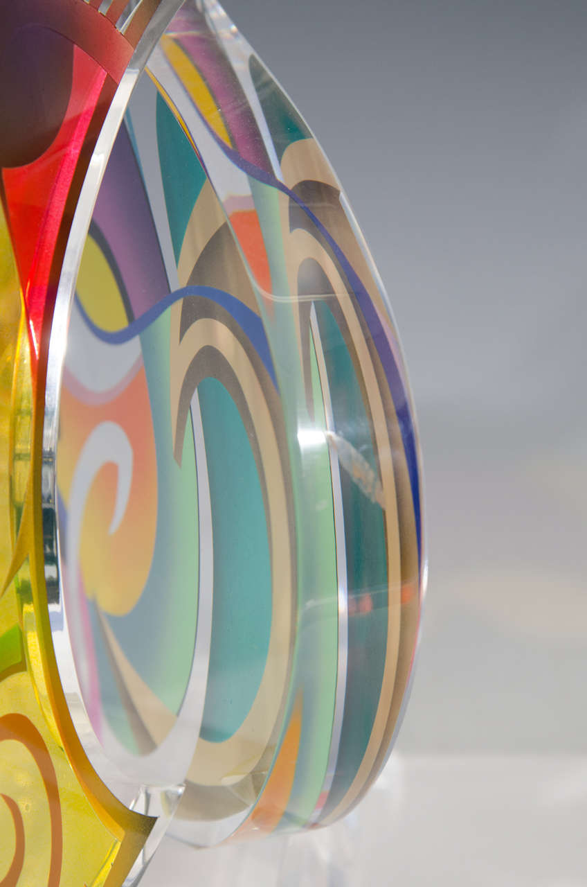 Contemporary Acrylic Sculpture of Two Faces by Israeli Artist Shlomi ...