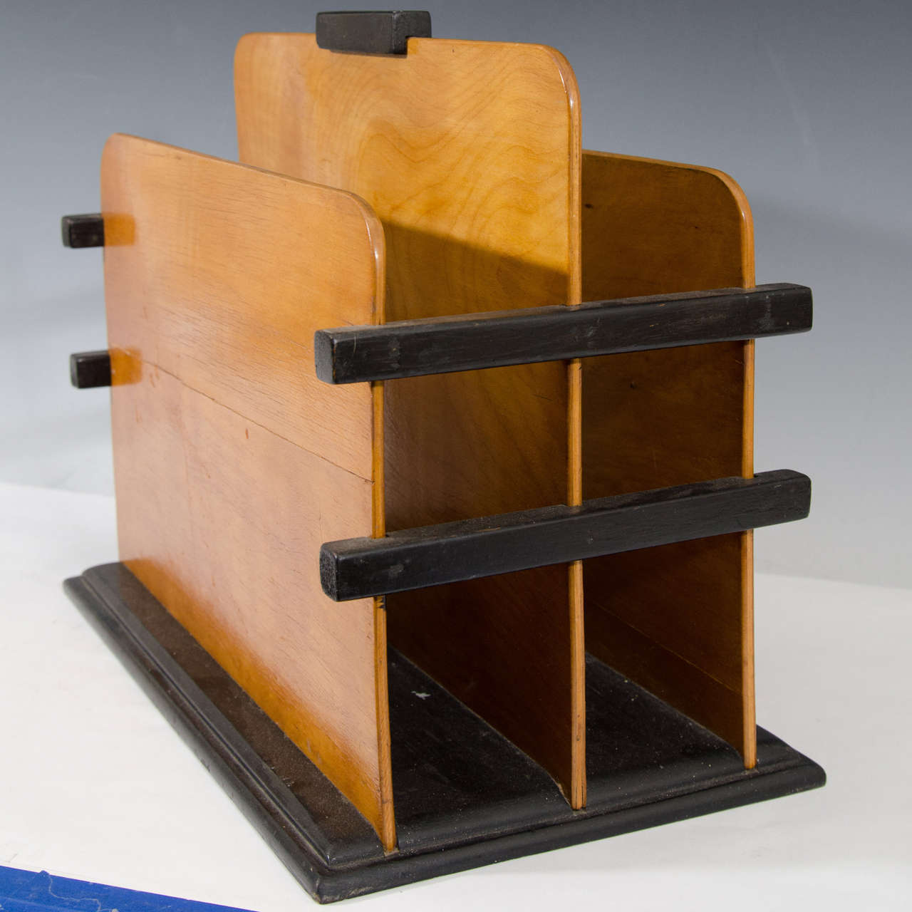 Art Deco Wooden Magazine Rack with Black Accents at 1stDibs