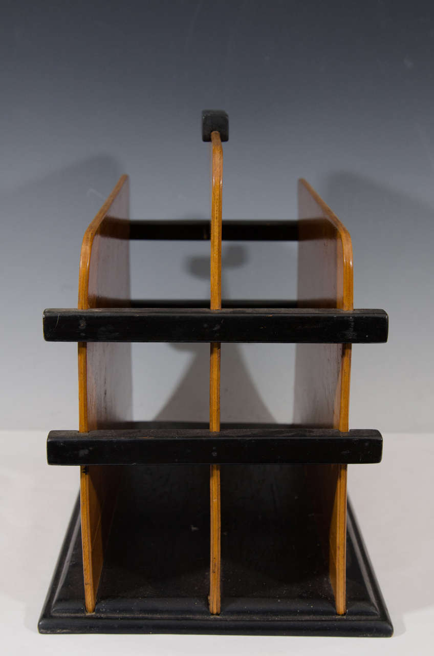 Art Deco Wooden Magazine Rack with Black Accents at 1stDibs