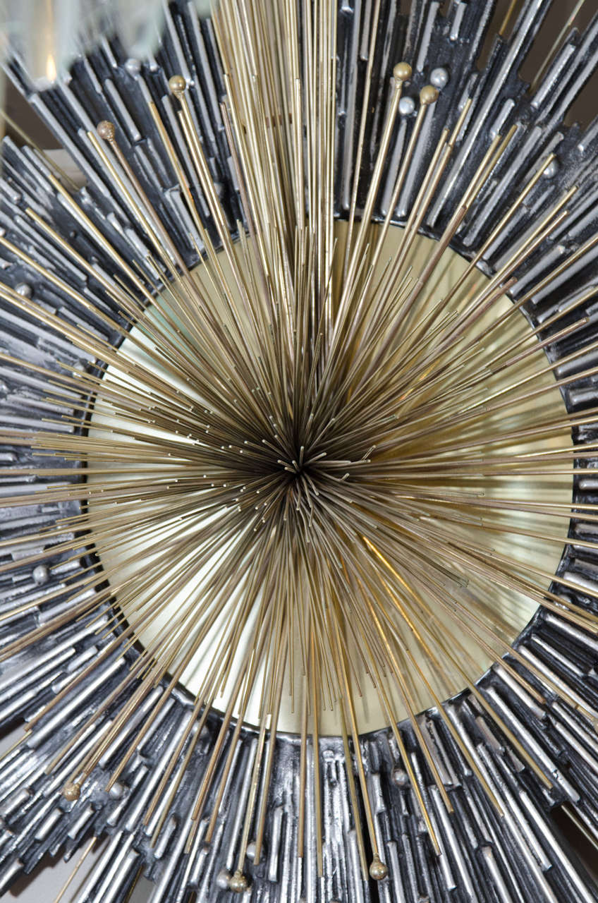 Brutalist Mixed Metal Sunburst Wall Sculpture Inspired by Curtis Jere ...