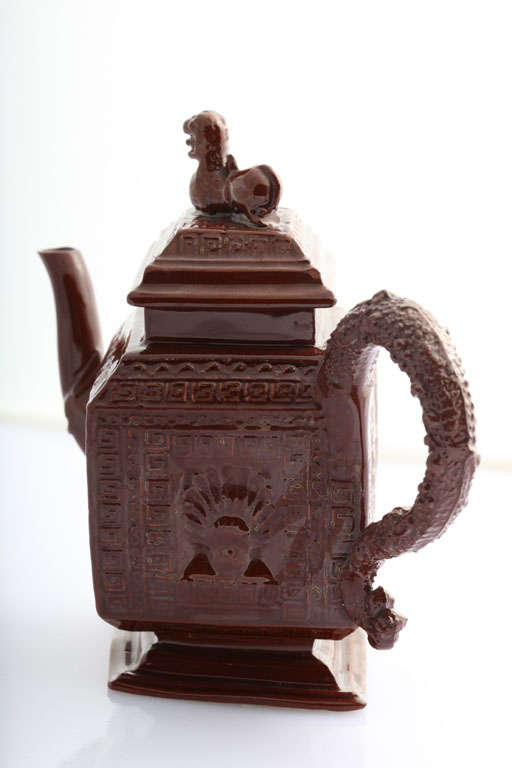 English Glazed Redware Pottery Teapot at 1stDibs