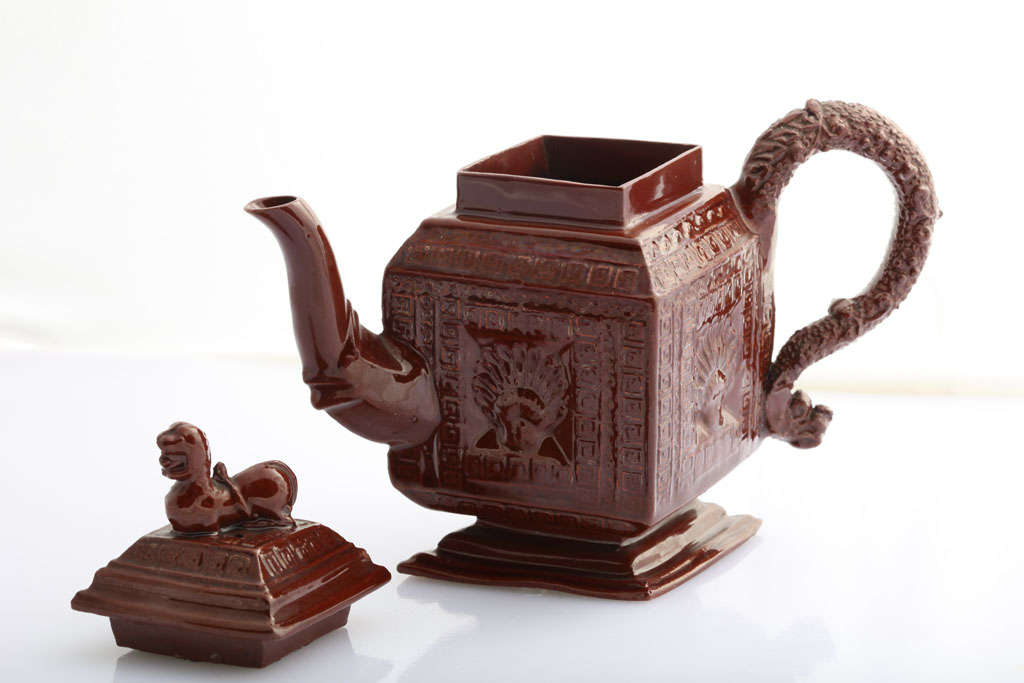 English Glazed Redware Pottery Teapot at 1stDibs
