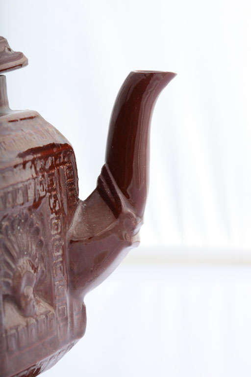 English Glazed Redware Pottery Teapot at 1stDibs