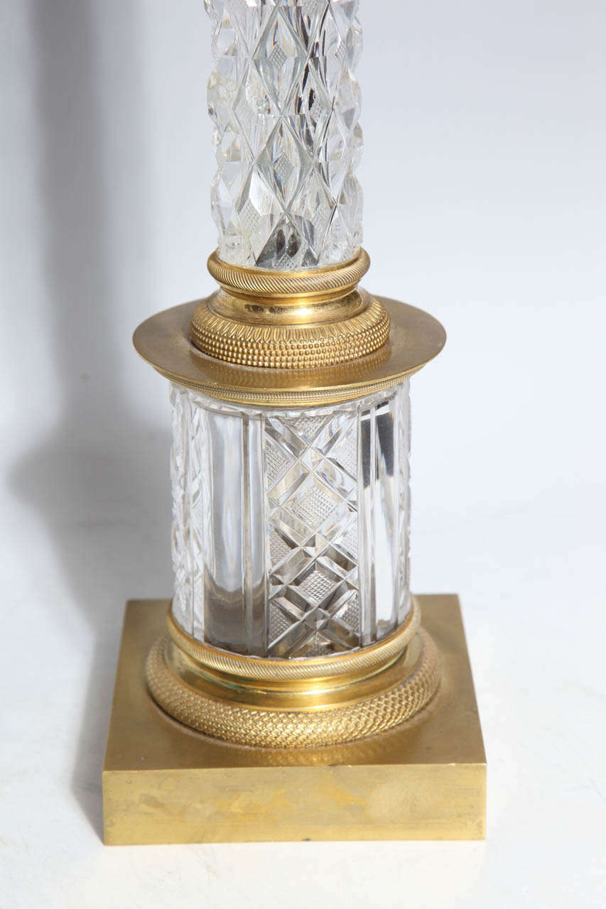 Pair of Russian Crystal and Bronze Candelabras, Imperial Russian Glass ...