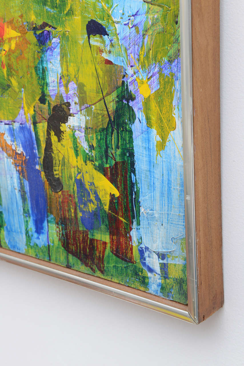 Gorgeous Brightly Colored MCM Abstract Painting by TC Harvey, 1969, USA ...