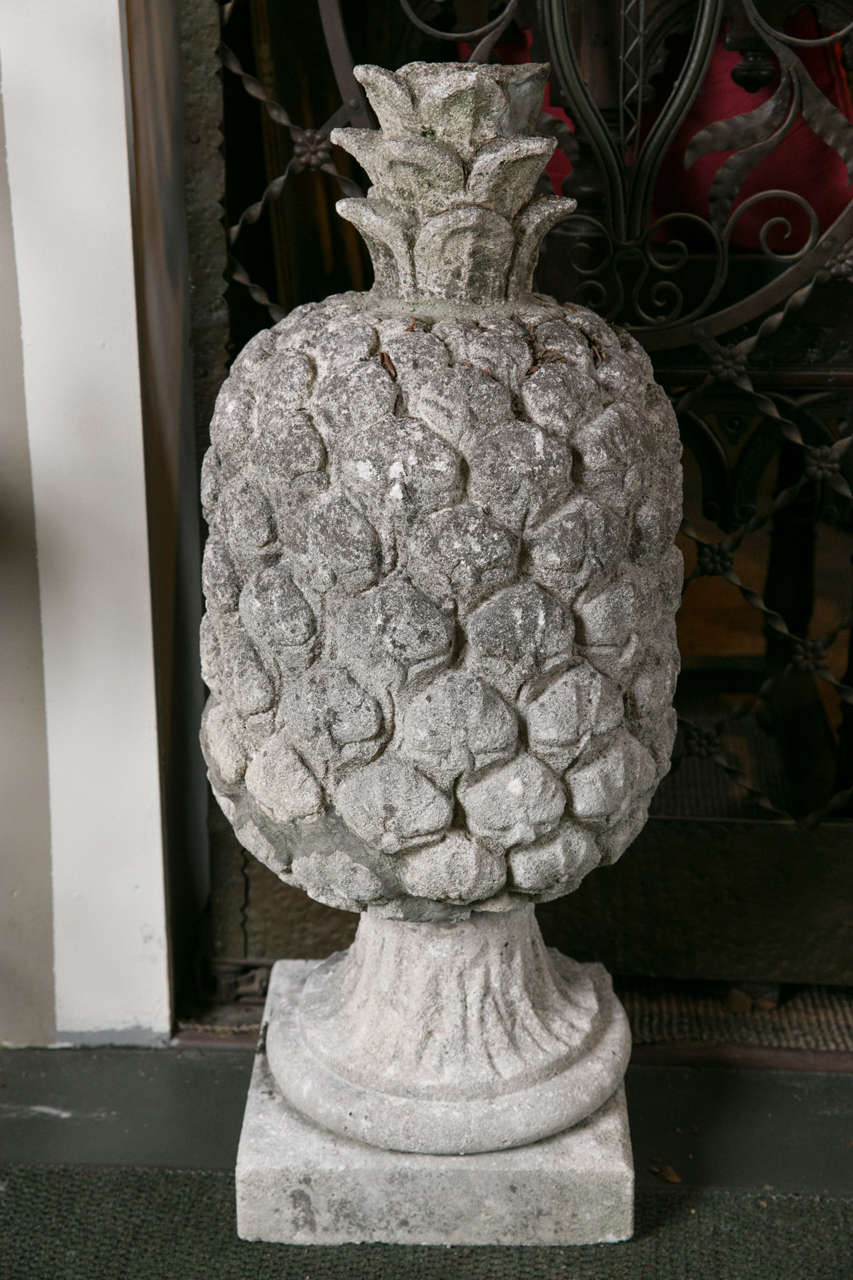 Pair of Carved Stone Pineapples at 1stDibs