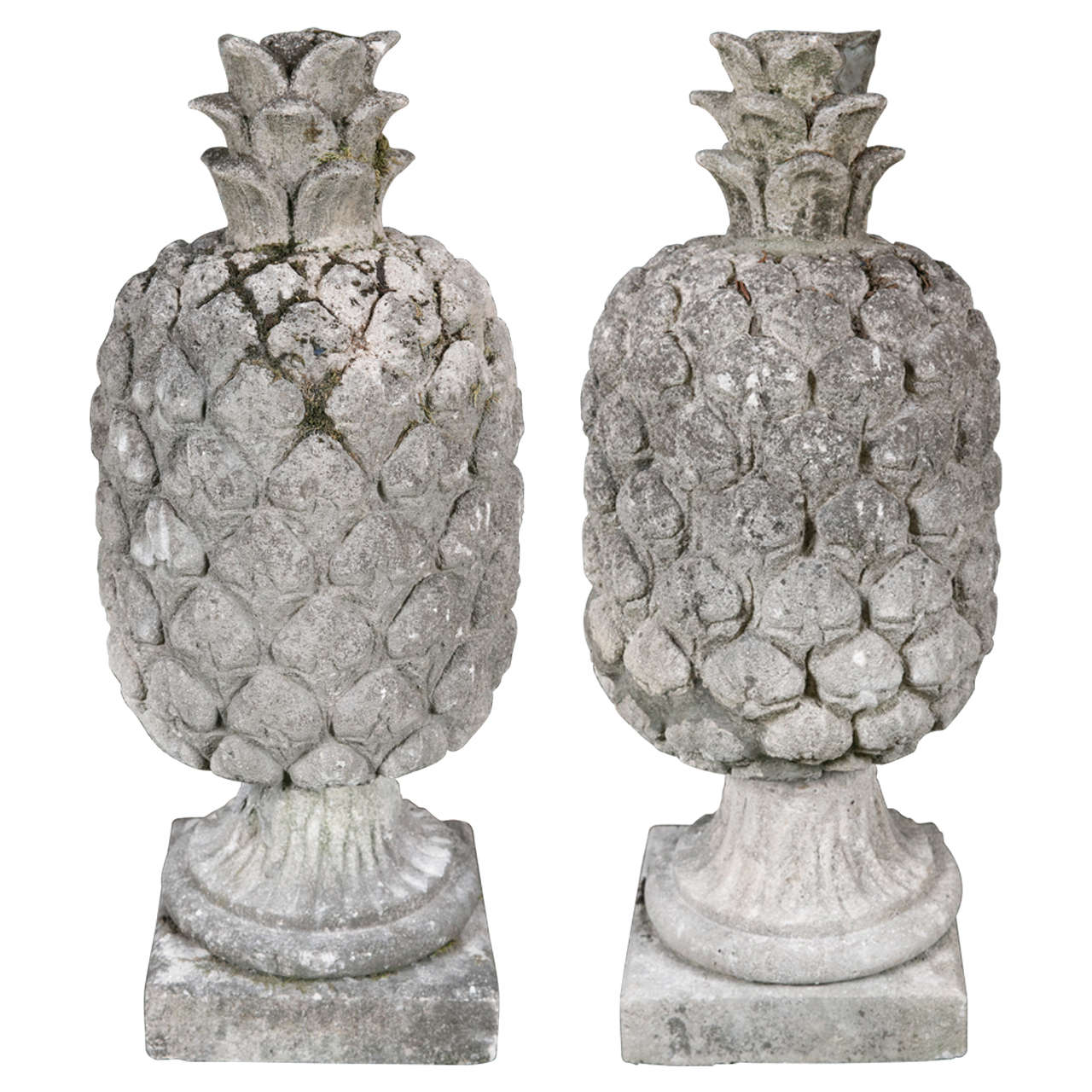 Pair of Carved Stone Pineapples at 1stDibs