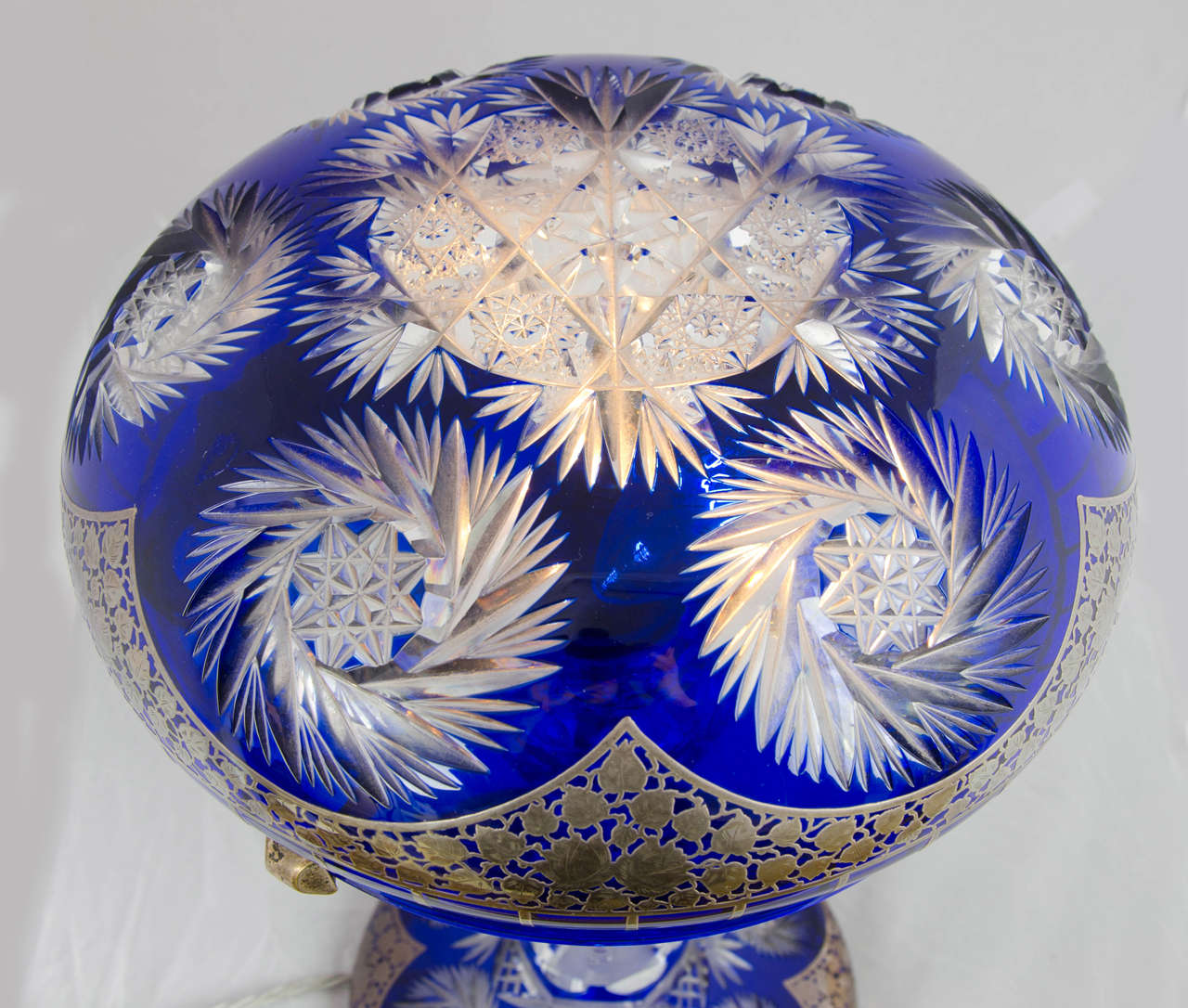 1930s Deep Blue Glass Domed Lamp at 1stDibs