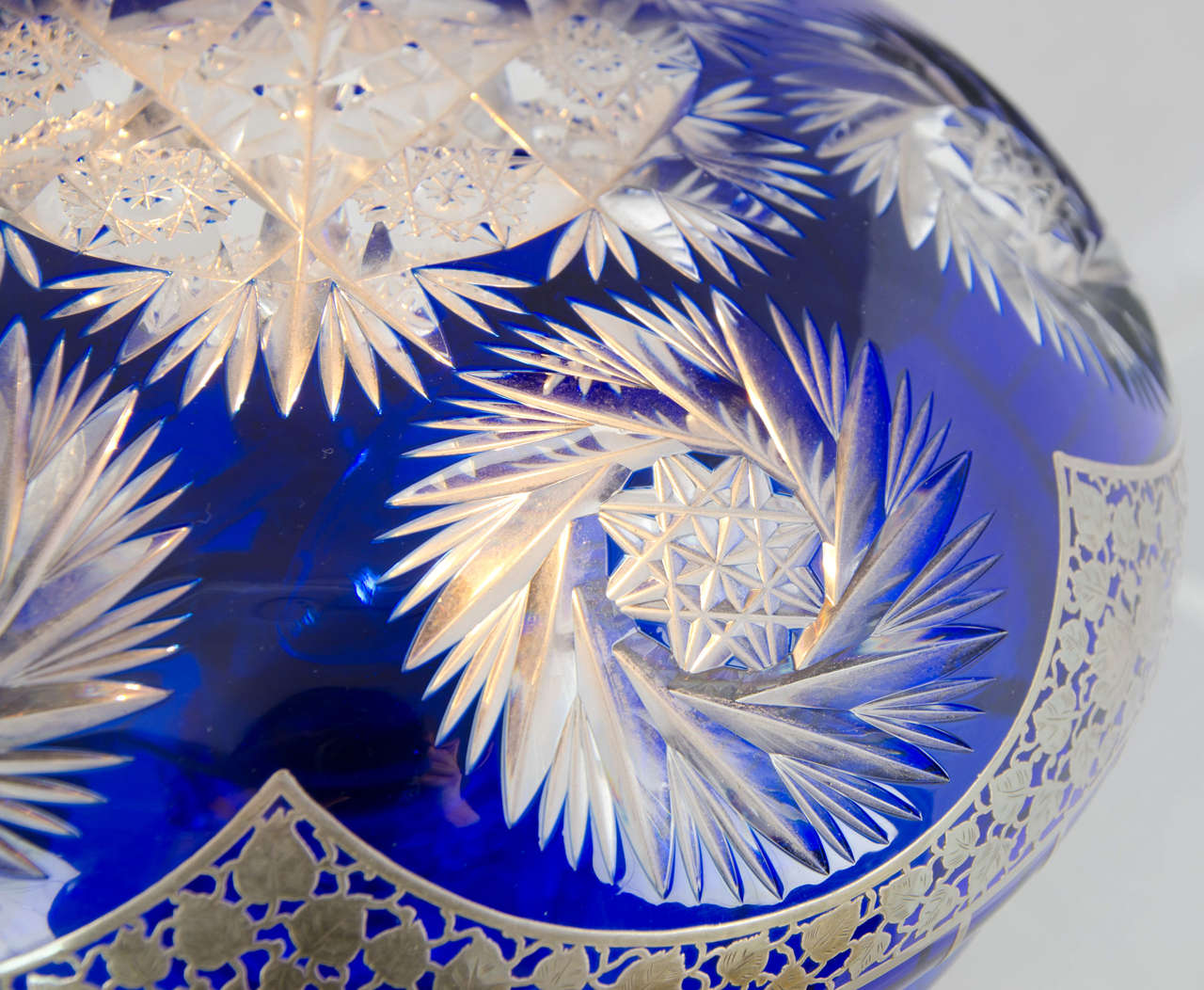 1930s Deep Blue Glass Domed Lamp at 1stDibs