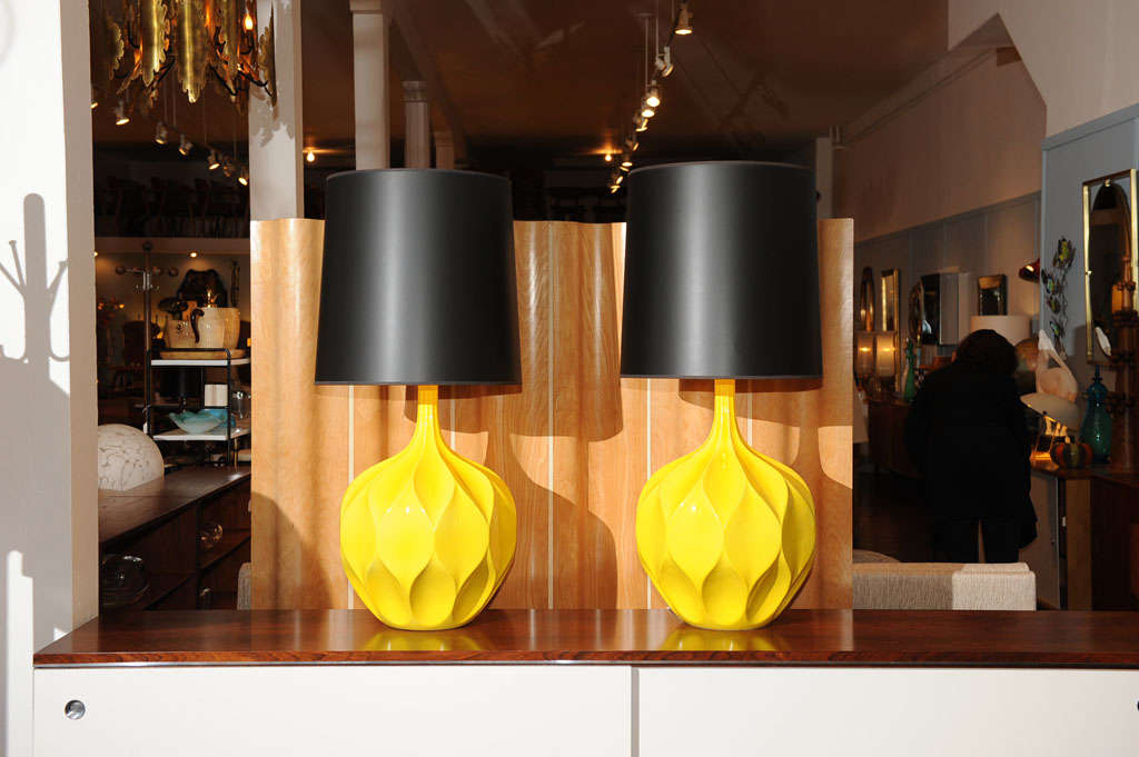 Pair of Gorgeous Yellow Lamps at 1stDibs