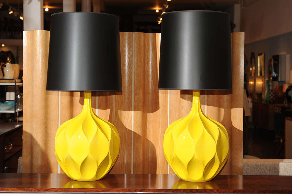 Pair of Gorgeous Yellow Lamps at 1stDibs