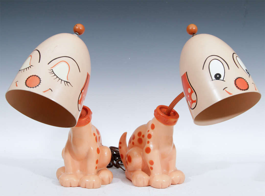 Pair George Nelson Boy and Girl Cartoon Dog Table Lamps at 1stDibs ...