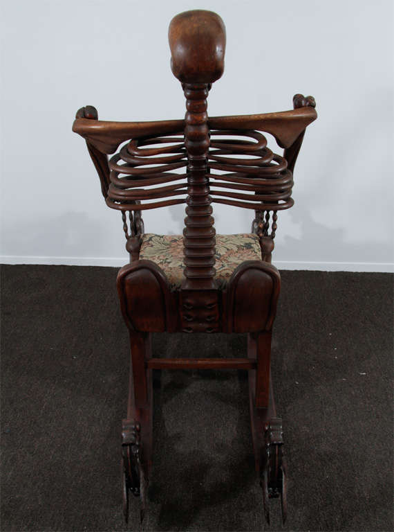 Hand Carved "Momento Mori" Skeleton Rocking Chair at 1stDibs | skeleton ...