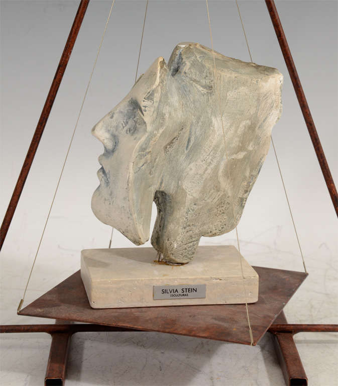 Abstract Figural Sculpture of Three Faces in Triangular "Frame" by ...