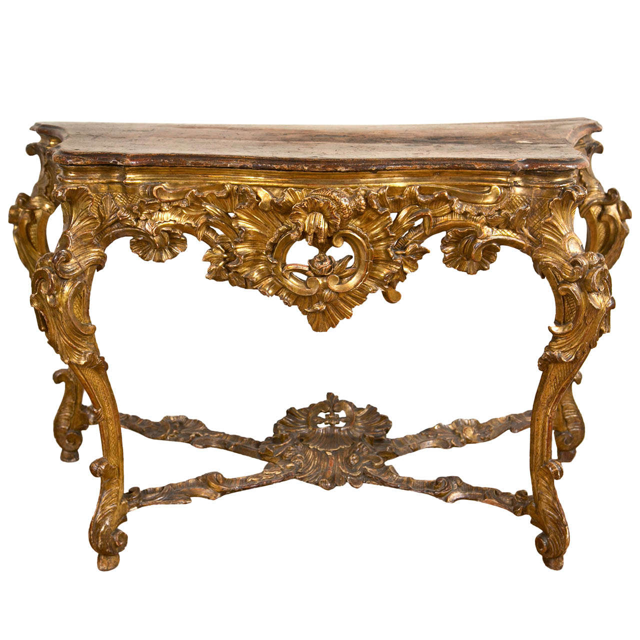 A Good Italian Baroque Giltwood Console Table at 1stDibs