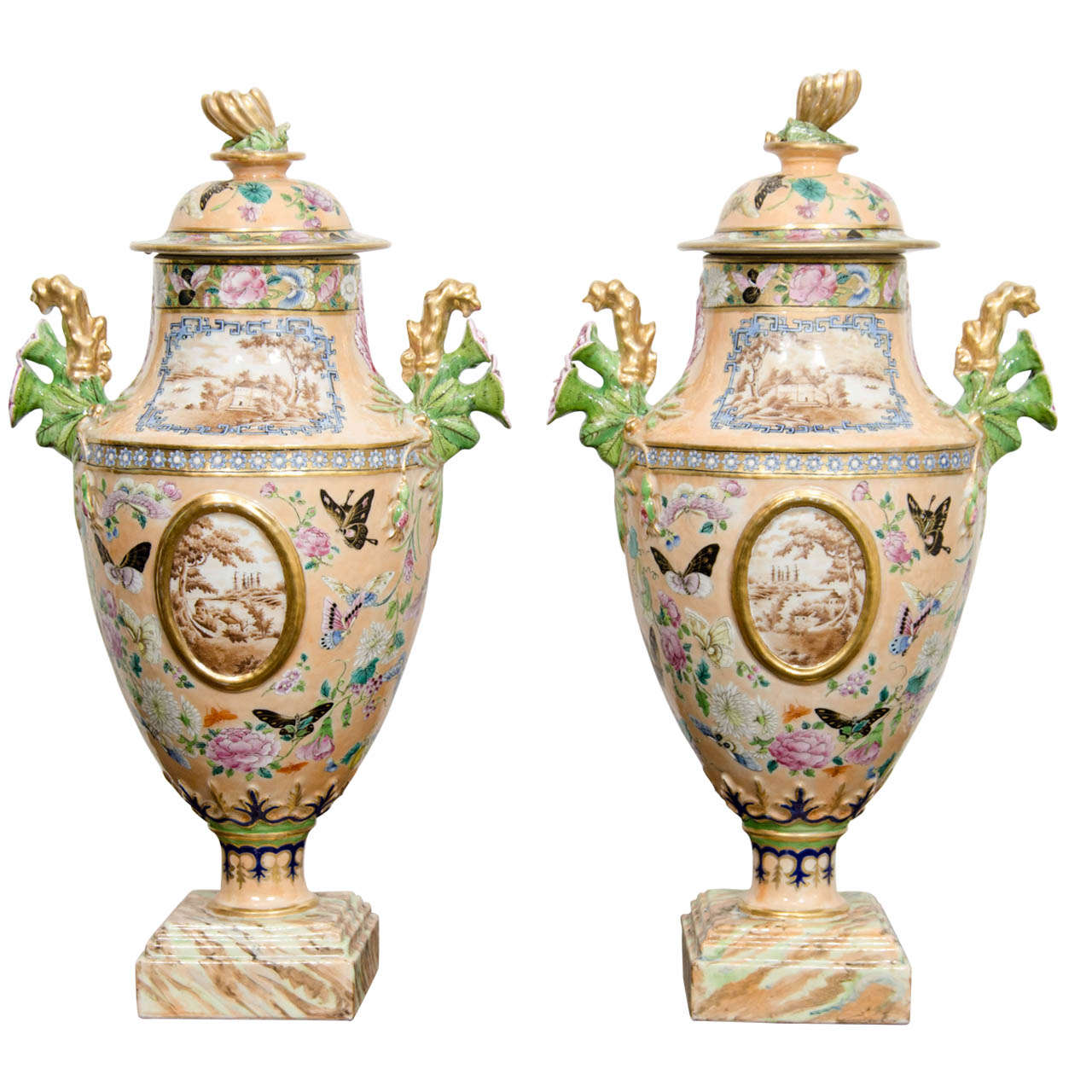 A Pair of Jiaqing Period Chinese Export Neoclassical Porcelain Urns at ...