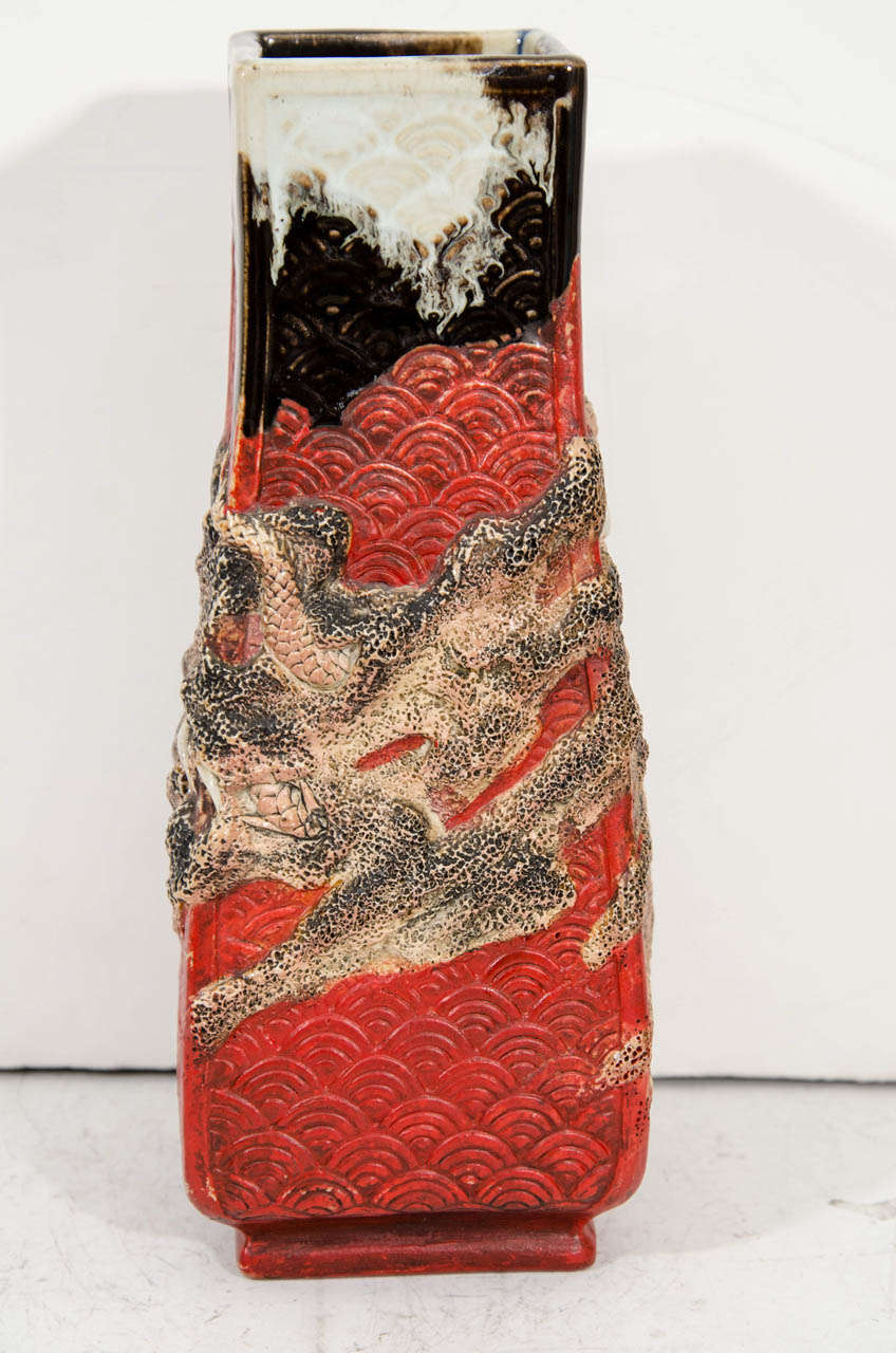 A Vintage Ceramic Japanese Vase with Raised Dragon at 1stDibs ...