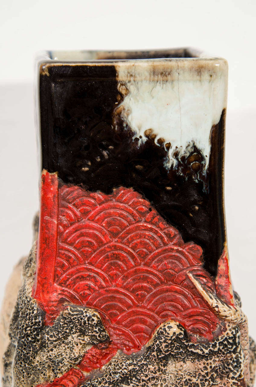 A Vintage Ceramic Japanese Vase with Raised Dragon at 1stDibs ...