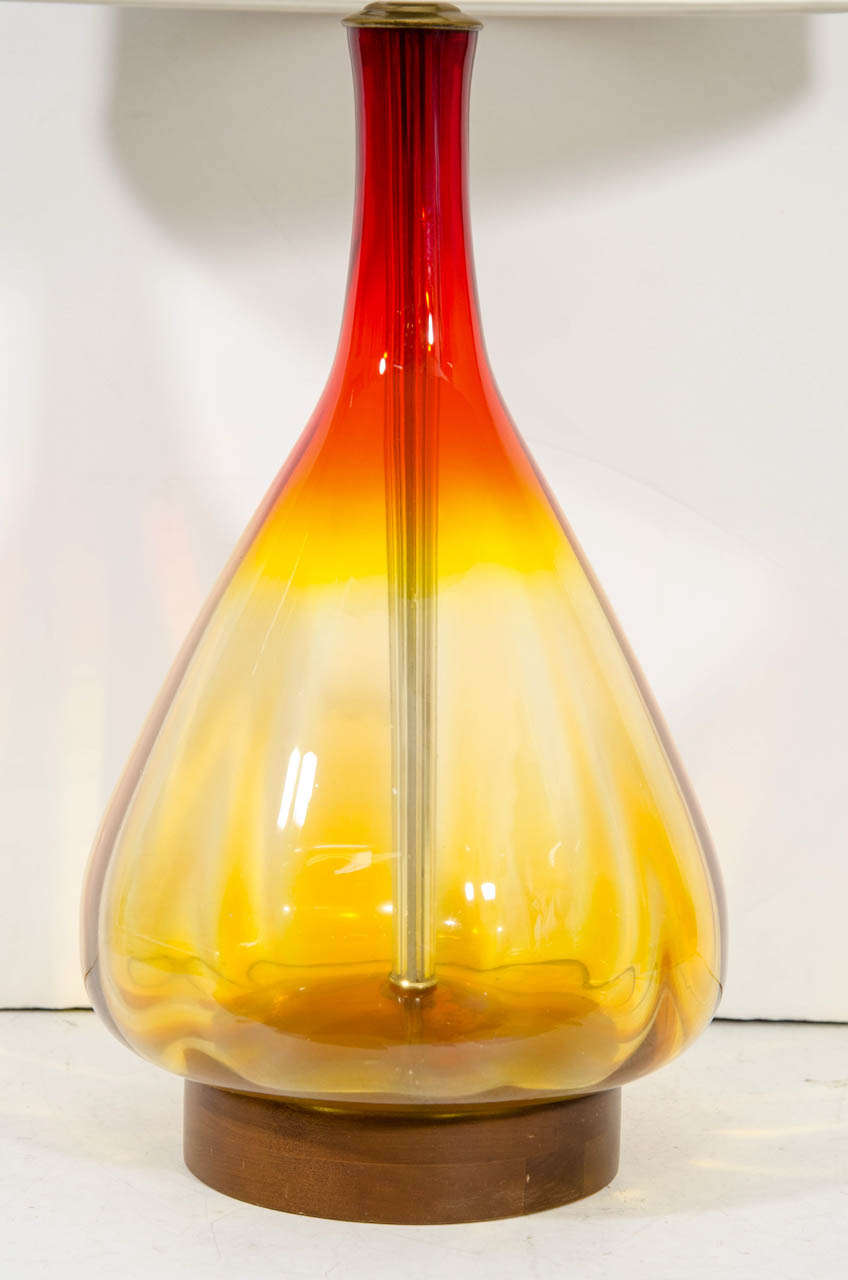 A Mid Century Large Orange and Amber Blenko Lamp at 1stDibs | large ...