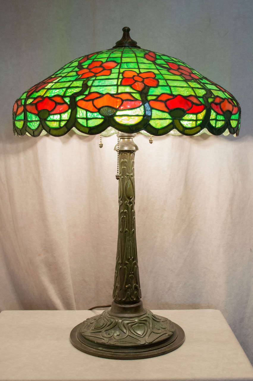 Leaded Glass Table Lamp by Gorham at 1stDibs | gorham leaded lamp ...