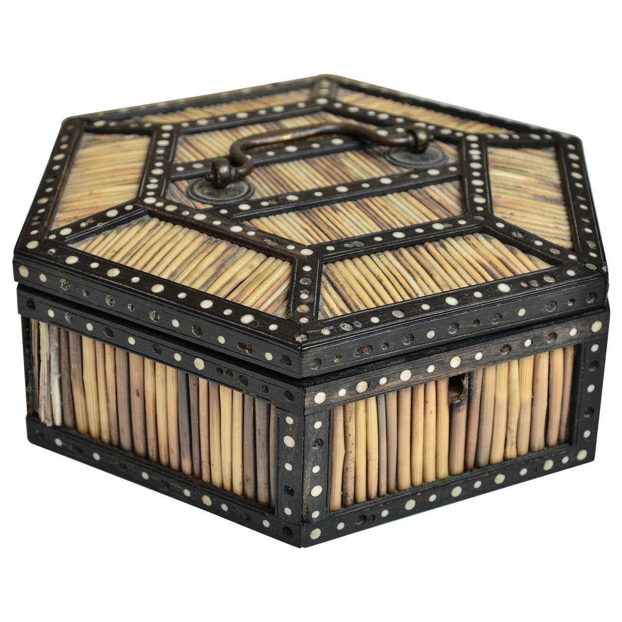 19th Century 6-Sided Anglo-Indian Quill Box For Sale at 1stDibs
